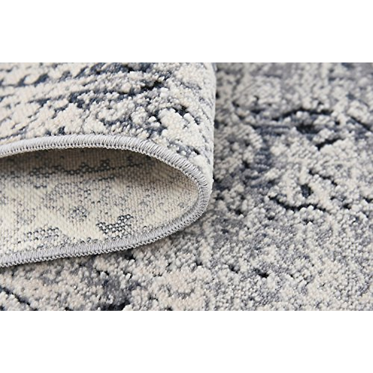 Unique Loom Chateau Collection Traditional, Vintage, Textured, Medallion, Distressed, Victorian Area Rug, 5 ft x 8 ft, Navy Blue/Beige