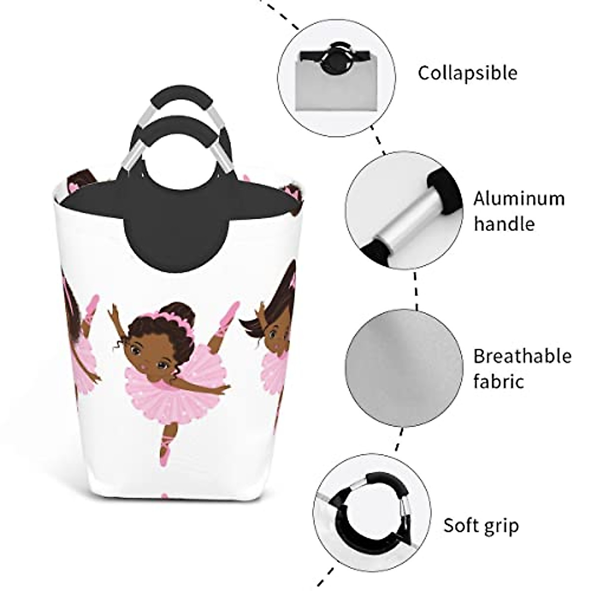 Laundry Hamper African Ballerinas Girls Collapsible Laundry Basket For Baby Nurseries Waterproof Basket with Handles Washing Organizer Large Capacity Storage Bins