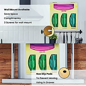 ACSELLO Wooden Ziplock Bag Storage Organizer for Drawer - Bamboo Bag Storage Organizer – Gallon, Plastic, Snack, Sandwich Bag Organizer For Kitchen - Storage Bag Holder