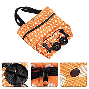 Collapsible Trolley Bag Folding Shopping Bag with Wheels 2-in-1 Reusable Shopping Cart Grocery Bags
