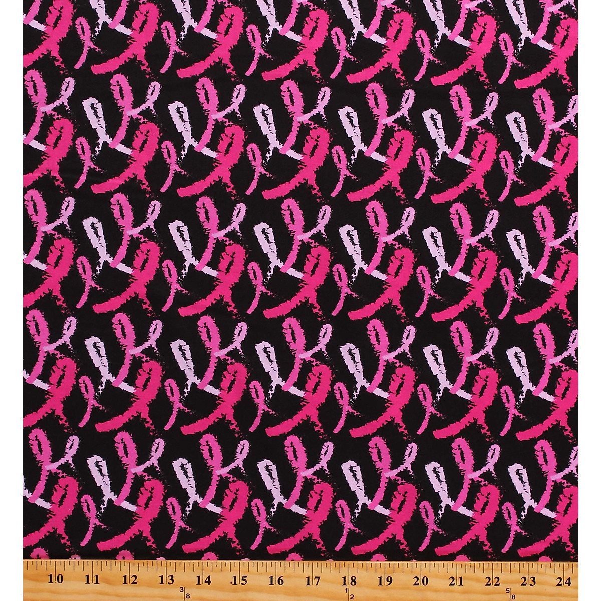 Fields FABRICS Cotton Breast Cancer Pink Ribbons Bows on Black Cancer Awareness Cotton Fabric Print by The Yard (D758.40)