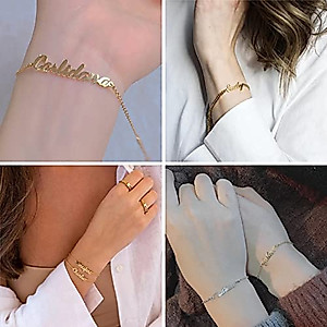 YESTIME Custom Name Bracelets - 18K Gold Plated Adjustable Personalized Name Anklet Bracelets, Customized Jewelry Gift for Women Girlfriend