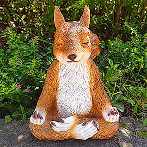 Carchistan Big Size Zen Yoga Squirrel Statues Outdoor or Indoor, Feng Shui Meditation Vastu Animal Figurines for Garden Patio or Lawn,9" Inches Tall