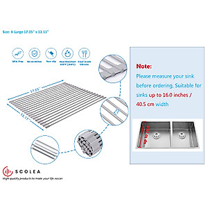 SCOLEA Roll Up Dish Drying Rack Over The Sink, Medium 17.1”x13.1” Heavy Duty, Multipurpose Roll-Up Foldable Silicone Coated Collapsible Drainer for Kitchen Sink (Warm Gray, Medium 17.1”x13.1”)