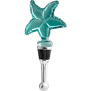 Blue Glass Starfish Wine Bottle Stopper
