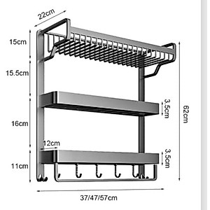 SEIFE Wall Mounted Towel Rack Shelf Stud Mount Double Towel Rack for Bathroom Stainless Steel Constructed Rust-Proof Shelf with Built-in Bars and Hooks Brushed Nickel Wall Mounted Bathroom Shelves (C