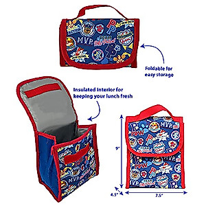 RALME Paw Patrol Backpack 5 Pc. Set for Boys & Girls, 16 in. Skye & Friends Backpack w/Paw Patrol Lunch Bag & Pencil Case