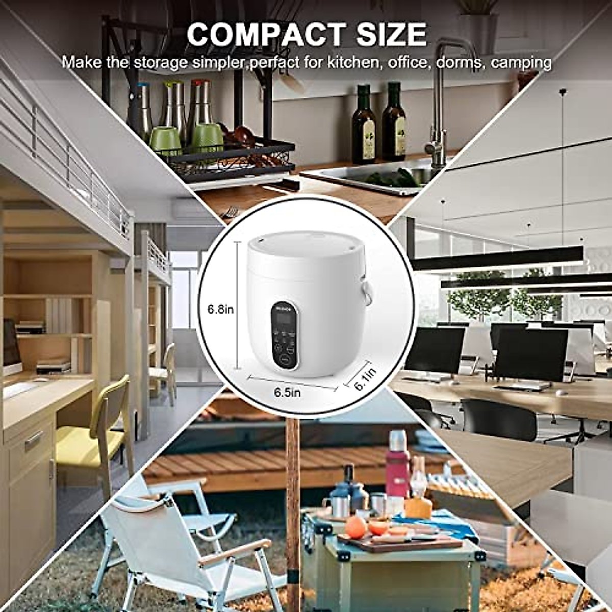 Mini Rice Cooker 2-Cups Uncooked, 1.2L Portable Non-Stick Small Travel Rice Cooker, Smart Control Multifunction Cooker with 24 Hours Timer Delay & Keep Warm Function, Food Steamer