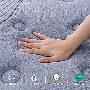 Avenco Queen Size Mattress, Queen Mattress in a Box, 10 Inch Hybrid Mattress Queen, Medium Firm, Pocket Innerspring for Pressure Relief & Motion Isolation, CertiPUR-US