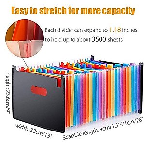 TriMagic Accordian Alphabetical File Organizer, Expanding Accordion Filing File Folder Organizer with 24 Pockets, A-Z Expandable Paperwork Paper Keeper Invoice Receipt Bill Document File Box