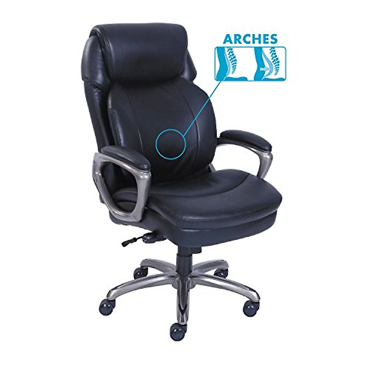 SertaPedic Cosset High-Back Executive Chair, Supports Up to 275 Lb, 18.75" to 21.75" Seat Height, Black Seat/Back, Slate Base