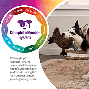 TrustyPup Strong 'N Silent Platypus Silent Squeak Plush Dog Toy, Chew Guard Technology - Brown, Large