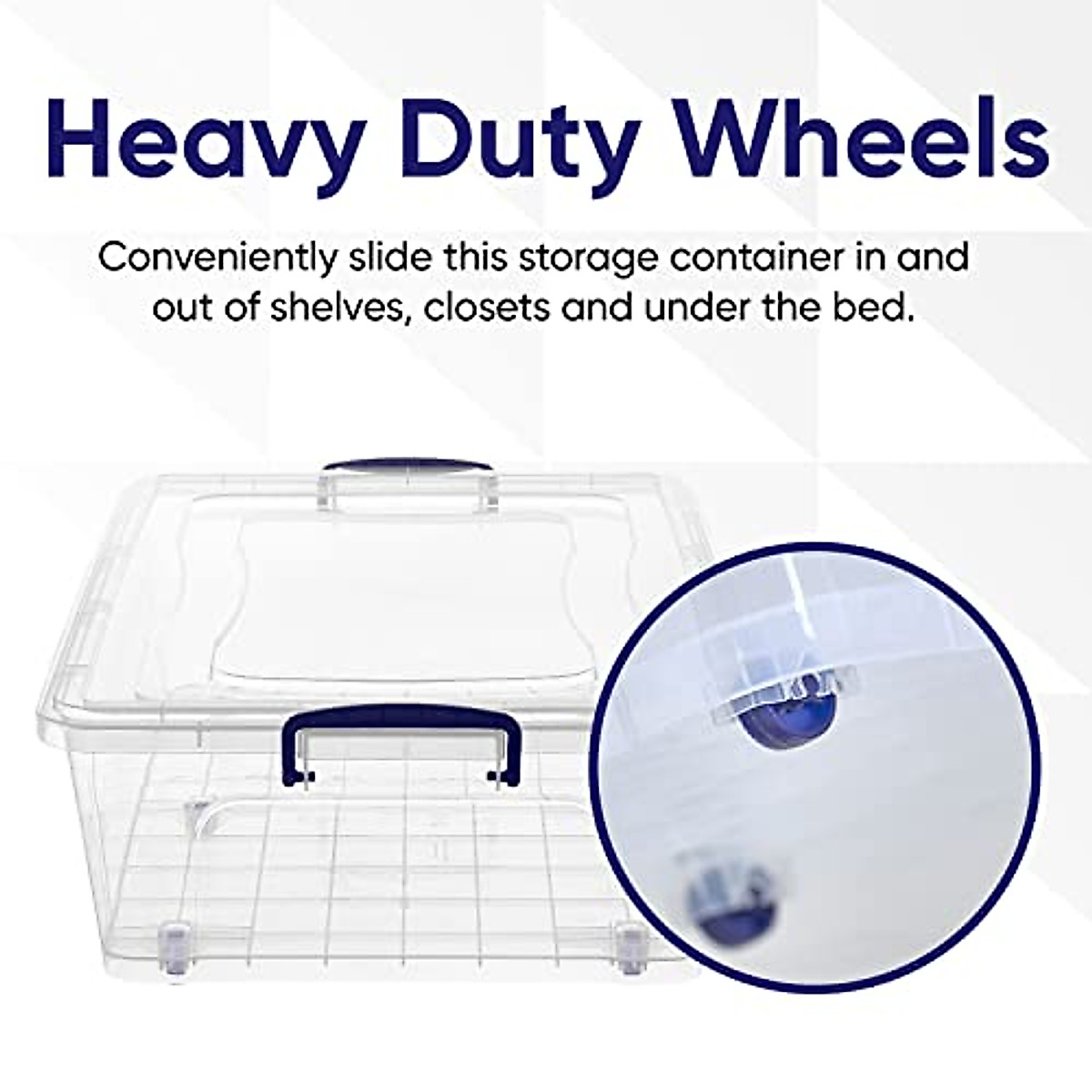 Superio Under Bed Clear Storage Bin with Lid, Stackable Plastic Storage Container with Latch Closure (42 Quart- Under Bed)