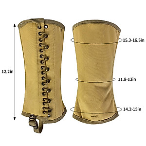 SMONT Canvas Gaiters Snake Gaiters Leg Gaiters for Men Ww2 Gaiters Reproduction WWII Us M1936 Leggings Gaiters for Hiking Army Khaki Canvas Gaiters Puttee Protection for Legs, 3R