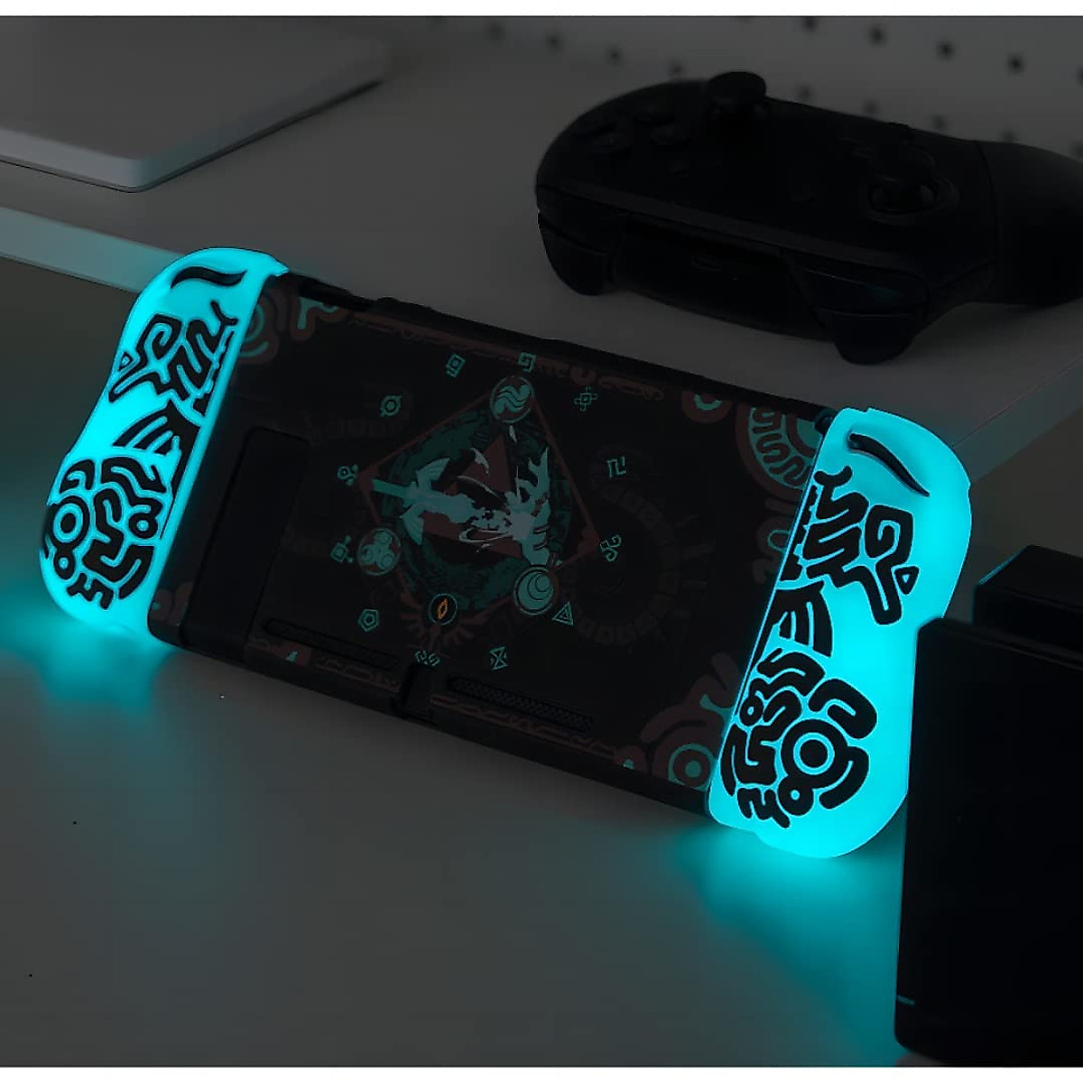 Soft Shockproof for Tears of The Kingdom Dockable Cover Case Compatible with Nintendo Switch OLED, Durable Scratch Resistant Shell for Joycon, Silicone Protective Skin Set