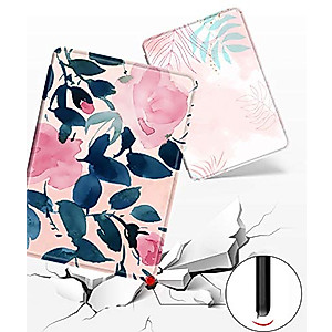 Case Fits Kindle Paperwhite 10Th Generation 2018 Released Ebook Reader Covers Pu Leather Smart Cover with Auto Wake/Sleep Cases for Kindle Paperwhite 4, Watercolor Blue and White Abstract Print, As S