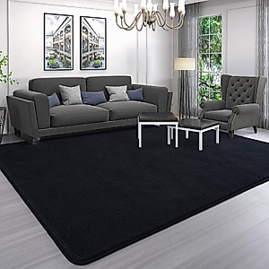 AROGAN Modern Shag Area Rug for Bedroom, 4x6 Feet Washable Rugs for Living Room, Indoor Floor Carpet Rugs, Plush Memory Foam Bedside Rugs for Kids Girls Teens Room Low Pile Rug Decor, Black