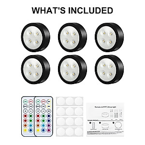 UNIWA LED Puck Lights with Remote,Under Cabinet Lights Wireless,13 Colors Changeable LED Closet Light Dimmable,AA Battery Powered Push Night Lights with Timer Function