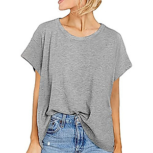 Bosmeer Womens Summer Tops Oversized Short Sleeve Tshirts Dressy Casual Light Grey Large