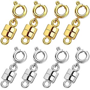 QULLTK Magnetic Necklace Clasps and Closures 18K Gold and Silver Plated Bracelet Converter Clasp,Suitable for Necklaces Chain Extender