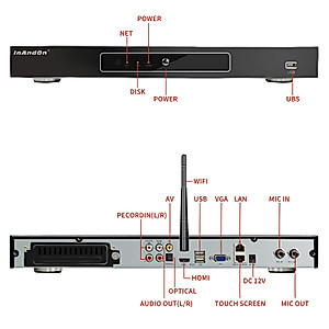 InAndon KV-V5 Pro Karaoke Player, 22'' Capacitive Touch Screen Intelligent Voice Keying Machine Online Movie Dual System Coexistence Real-time Score (KV-V5 Pro+6TB HD with 22" Touch Screen)