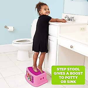 Disney Princess "Royal Debut" Bathroom Step Stool for Kids Using The Toilet and Sink, Pink, 14.5 x 10.25 x 5.25 inches