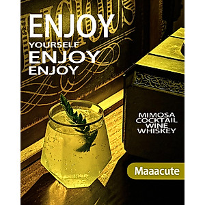 Maaacute 40 Pcak Plastic Stemless Wine cocktail Whiskey Champagne Glasses, 12 Oz Gold Rim Disposable Clear Unbreakable Cups for Party Bars Wedding Tasting (Diamond-shaped)