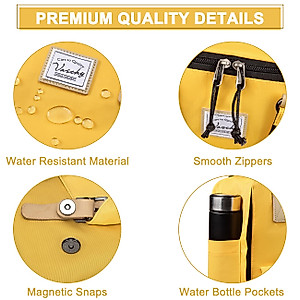 VASCHY Laptop Backpack for Men and Women, Unisex Vintage Water Resistant Casual Daypack Rucksack Bookbag for School College Yellow