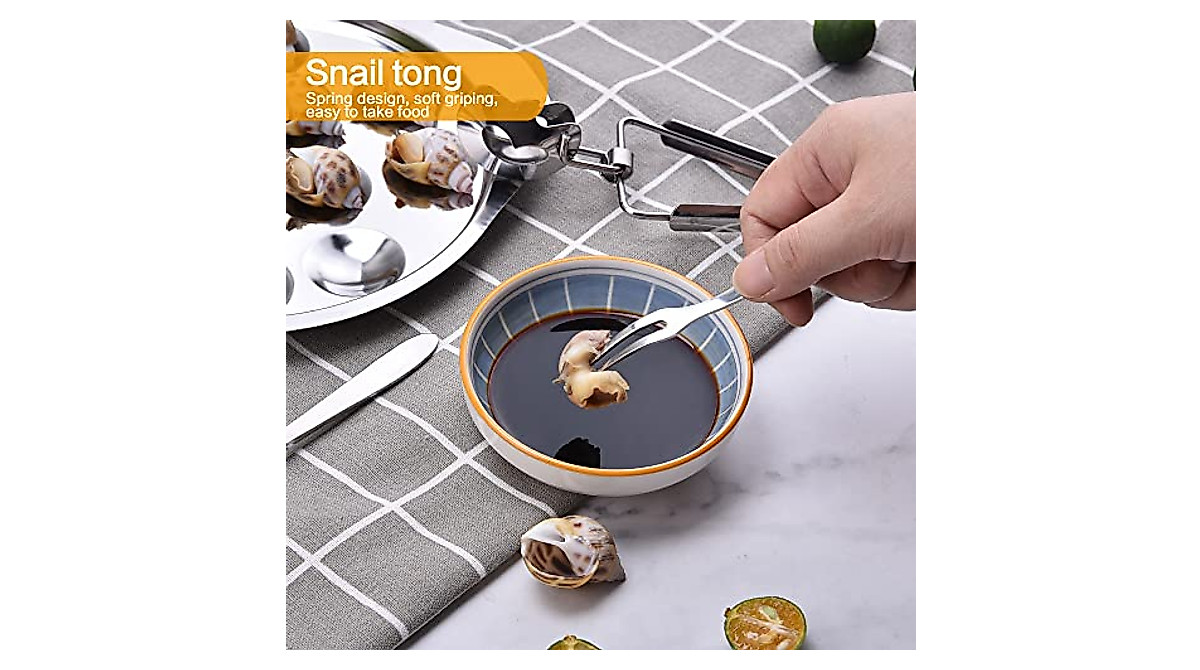 Escargot Dish Set: 12 Hole Stainless Steel Plate & Tools