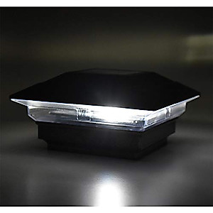 8 Pack Brown Outdoor Garden 4 x 4 Solar LED Post Deck Cap Square Fence Light Landscape Lamp Lawn PVC Vinyl Wood