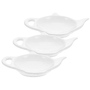 Holibanna 9 Pcs Tea Bag Saucer Pencils for Ceramic Coasters Snail Tea Bag Holder Tea Bag Squeezer Ceramic Tea Bag Plate Tea Packet Holder Tea Rack Kitchen Mini White Ceramics Seasoning