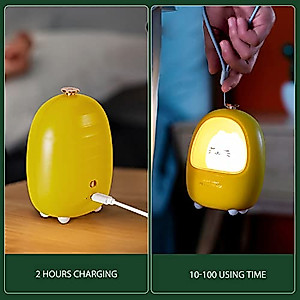 Smilodon Night Light Kids, Bedside Lamp for Children, Cute Toys for Kids, Children's Room Decoration, Kawaii Baby Night Light, Yellow Kitten, Portable, USB Rechargeable, Dimmable