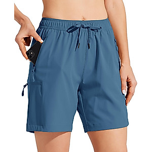 Willit Women's Shorts Hiking Cargo Shorts Quick Dry Golf Active Athletic Shorts 7" Lightweight Summer Shorts with Pockets Ocean Blue L
