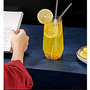 Reusable Metal Straws 50Pcs.8.5” Rose Gold Color Stainless Steel Drinking Straws in Bulk For Wholesale.215x6mm All Curved Straight Straws for 20oz Tumblers Yeti (50pcs all straight Rose gold-8.5")