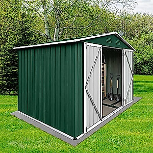 Evedy 6' x 8' Sheds & Outdoor Storage, Metal Storage Sheds with Double Lockable Doors for Bike, Garden Shed Tool Outside Storage Cabinet for Backyard, Patio, Lawn, Flat