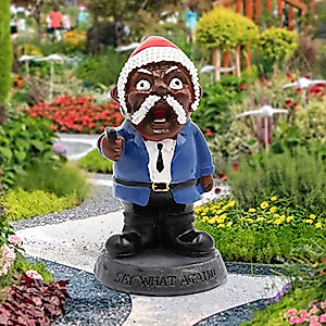 Military Garden Gnomes, Say What Again! Funny War Gnome, Funny Army Gnomes, Resin Soldier Statue, Black Man Gnome, Dwarf Gangster Statue, Novelty Statue for Indoor Outdoor Lawn Yard Decorations