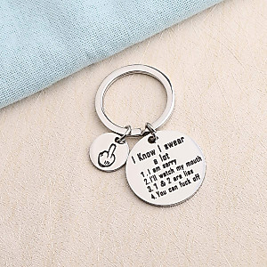 Funny Sarcastic Gift I Know I Swear A lot I Am Very Sorry I'll Try To Be Good Keychain Rude Gift Best Friend Birthday Gift (Funny Sarcastic Gift)