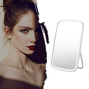 FQYYDD Illuminated Makeup Mirror The Tabletop Makeup Mirror Portable Folding Bracket Lighting Is Adjustable