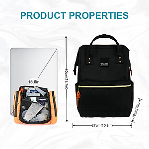 Refutuna Laptop Backpack, 15.6 Inch Work Backpack for Women, Nurse Bag, Teacher Bag, College School Laptop Bookbag, Waterproof Anti-theft Travel Business Backpack (Black)