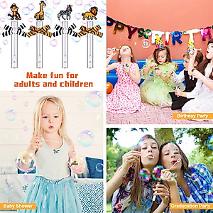 Liliful 48 Pack Safari Animal Bubble Wands Bulk Safari Party Favors Wild Zoo Mini Bubble Wand with Ribbon Jungle Animal Birthday Party Decoration for Wedding Kids Toys Pinata Goodie Bag Stuffer Gifts