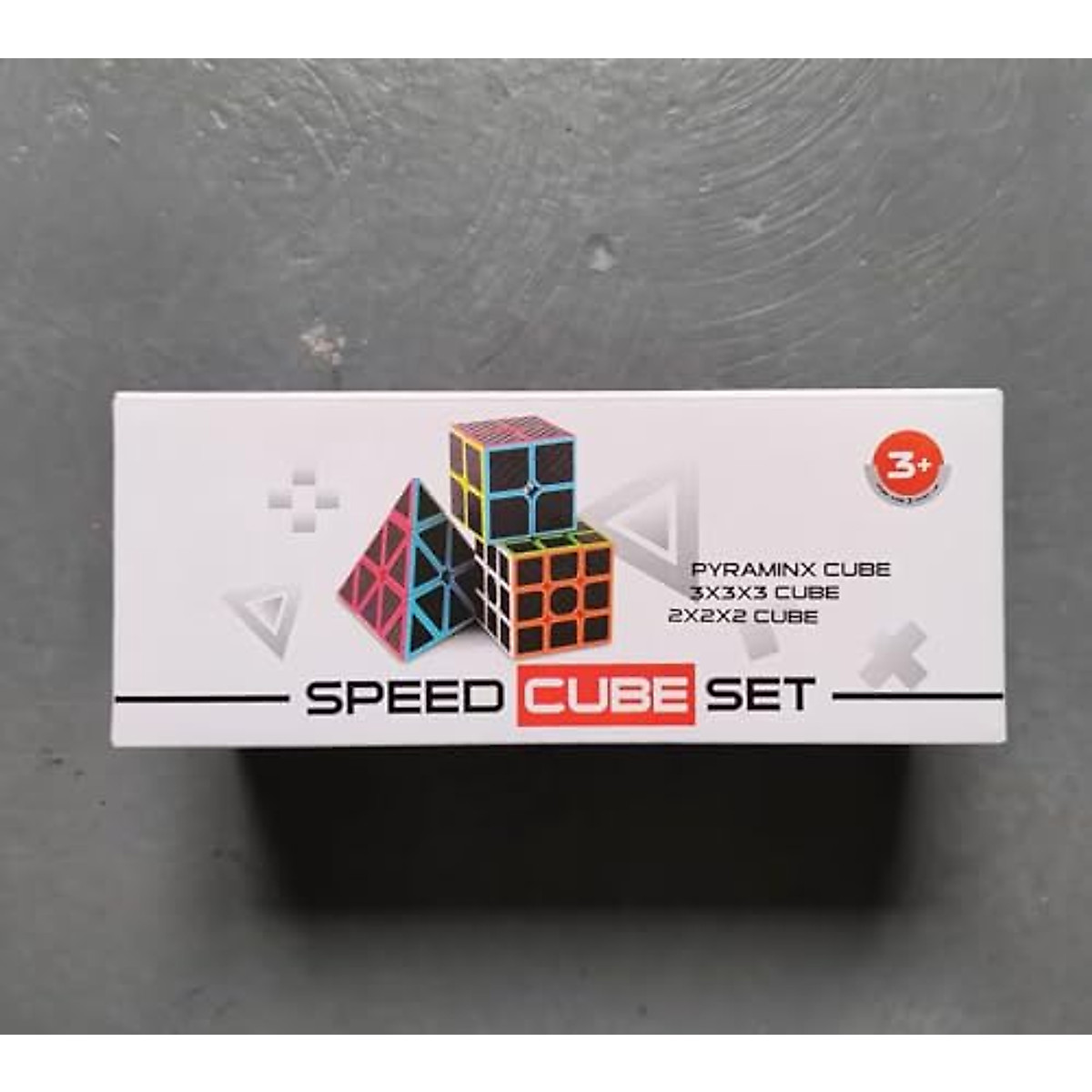 Vdealen Speed Cube Set, 2x2x2 3x3x3 Pyramid Magic Cube Set, Puzzle Cube Toys Birthday Party Christmas Stocking Stuffers Gift for Kids Teens Adults(Carbon Fiber Sticker)