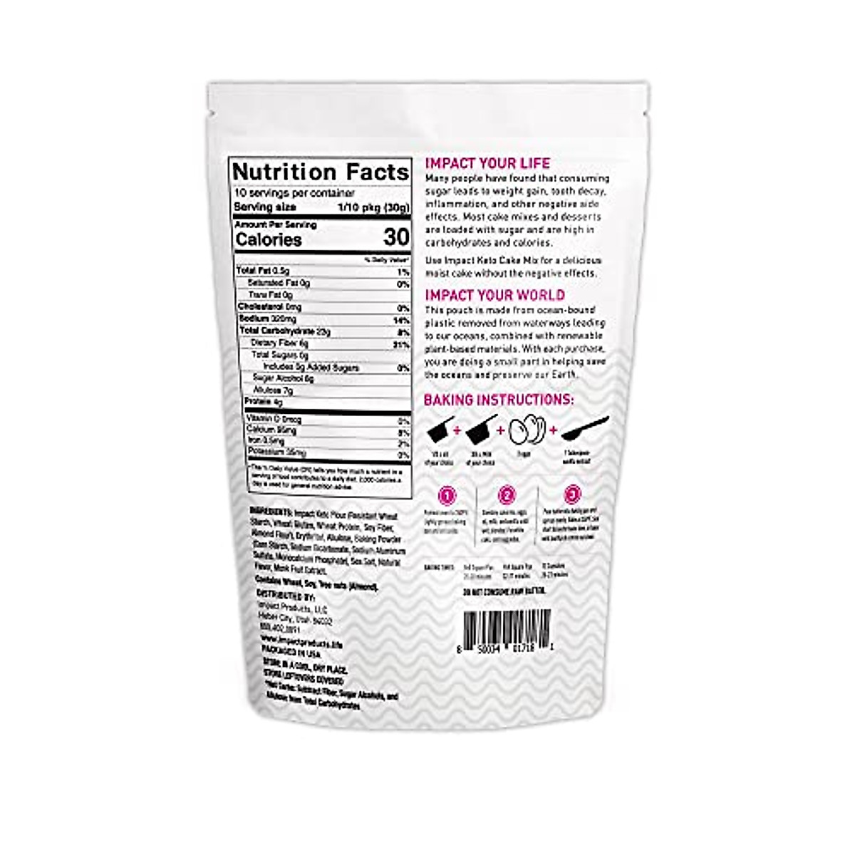 Impact Keto Vanilla Cake Mix – Sugar Free Keto Diet Friendly Baking Mix – 2 Net Carb, Non-GMO, Easy to Bake Keto Dessert & Healthy Delicious, Moist and Fluffy Cake – 10.6oz Pouch