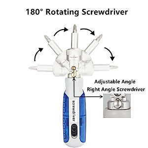 LIUZEYUAN Magnetic Ratchet Screwdriver Set 14 in 1 Multi Screwdriver,Ratchet and Adjustable Rotary Angle Screwdriver Repair Tool with 14 pcs S2 Alloy Steel Bits for DIY, Home, Repair Work