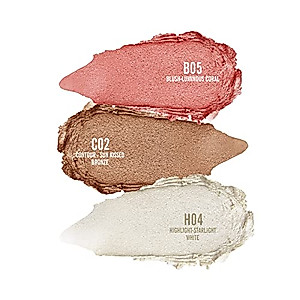 KIMUSE Multi Stick Trio Face Makeup, Cream Blush Stick for Cheeks & Lips, Contour Stick & Highlighter Makeup Sticks for All Skin