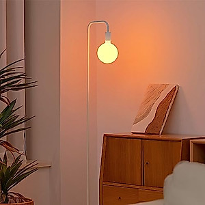 ONEWISH Floor Lamp for Living Room - Minimalist Standing Lamp with Modern LED Bulb, White Frosted Globe Glass 6", 1800K Warm Ambiant Lighting Decorative Tall Lamp for Bedroom Dorm