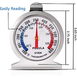 Oven Thermometer 50-300°C/100-600°F, Oven Grill Fry Chef Smoker Thermometer Instant Read Stainless Steel Thermometer Kitchen Cooking Thermometer