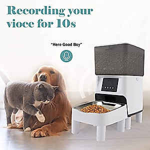Automatic Cat Feeder, WHDPETS WiFi Enabled Smart Pet Feeder for Cats & Dogs, Auto Cat Food Dispenser with Stainless Steel Bowl, Silicone Dog Bowl, Feeding Mat, APP Control, 10s Voice Recorder