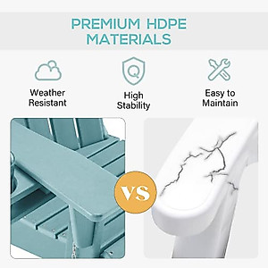 MELLCOM Folding Adirondack Chair with Cup Holder, All-Weather HDPE Fire Pit Chairs, 5 Steps Easy Installation, Widely Used in Patio, Pool Side, Deck, Backyard, Garden, Aruba Blue…