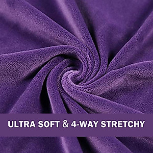 COZZYON Women Velour Leggings, High Waist Soft Leggings Warm Winter Velour Yoga Pants(Purple,L)