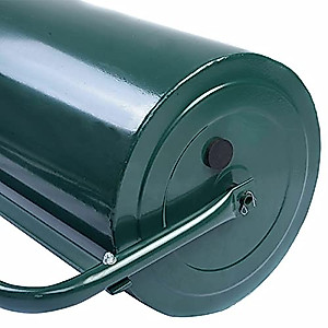 LHONE Tow Lawn Roller,Heavy Duty Metal Lawn Rollers Tow Behind Water Filled Push,Water and Sand Filled Garden Drum Roller with with U Shaped Handle (24" x 13")